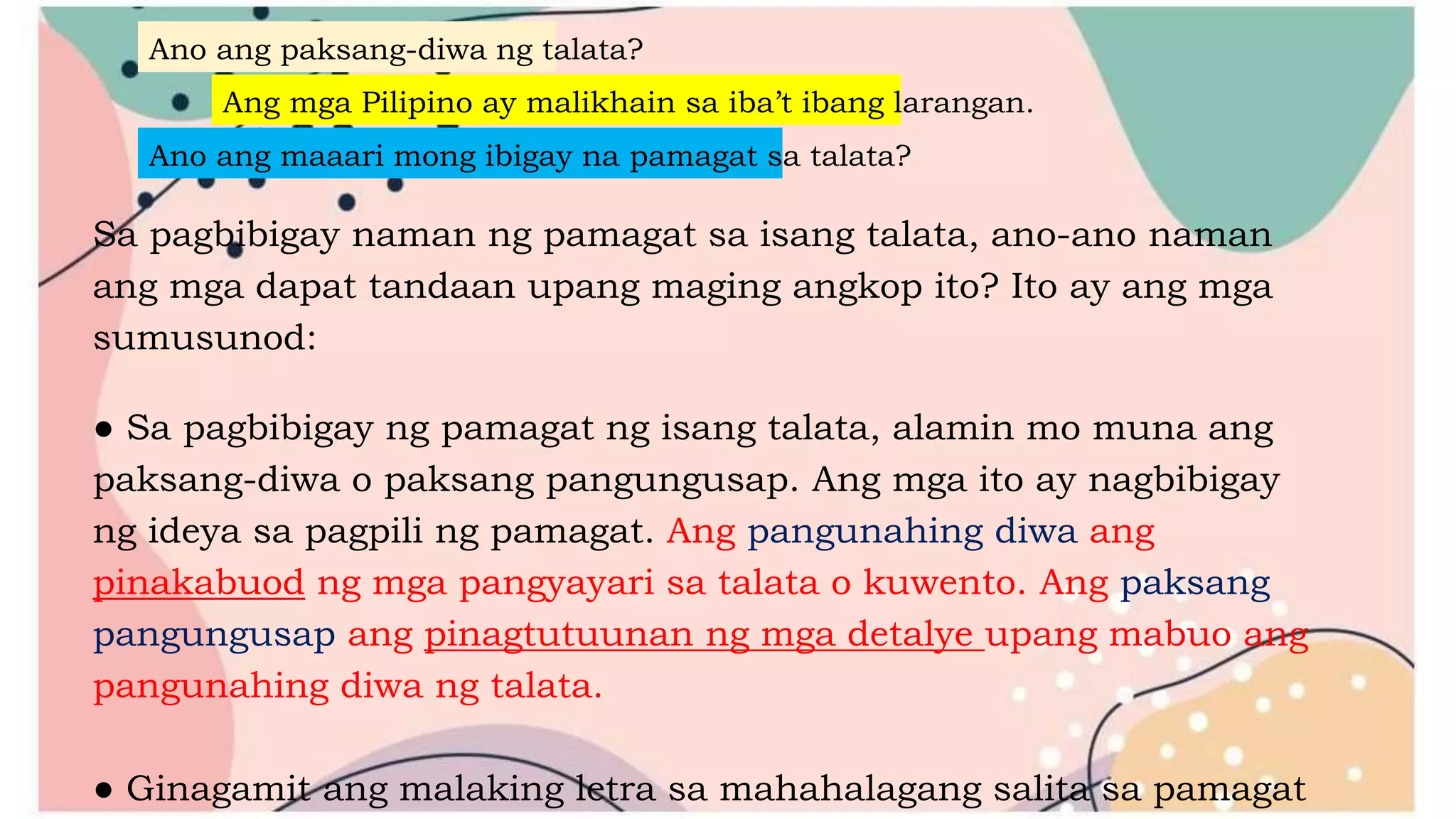 3RD QUARTER FILIPINO Pagsasalaysay muli sa napakinggang teksto gamit ...
