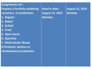 3rd quarter lo2 prepare a variety of sandwiches | PPTX