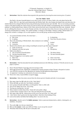 3rd quarterly examination in english 10 | DOCX