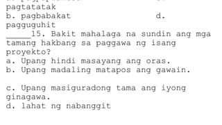 3RD QUARTER REVIEWER Home economics Grade 6 | PPTX