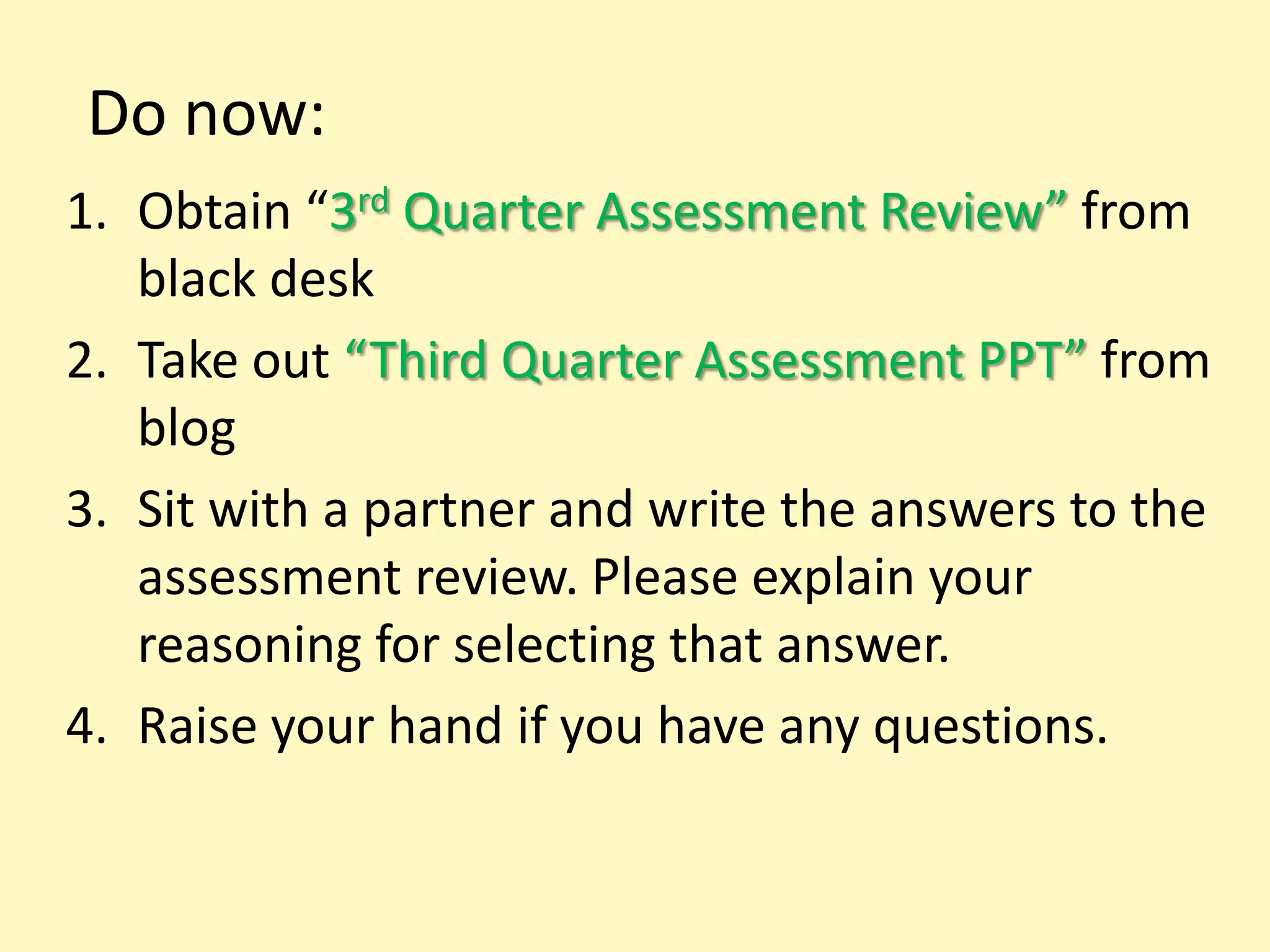 3rd quarter review questions | PPTX
