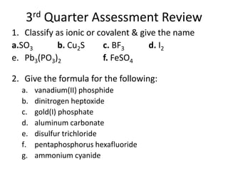 3rd quarter review questions | PPT