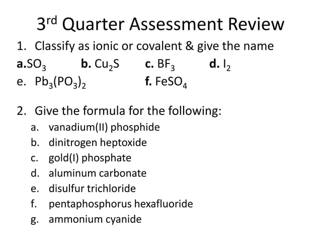 3rd quarter review questions | PPT