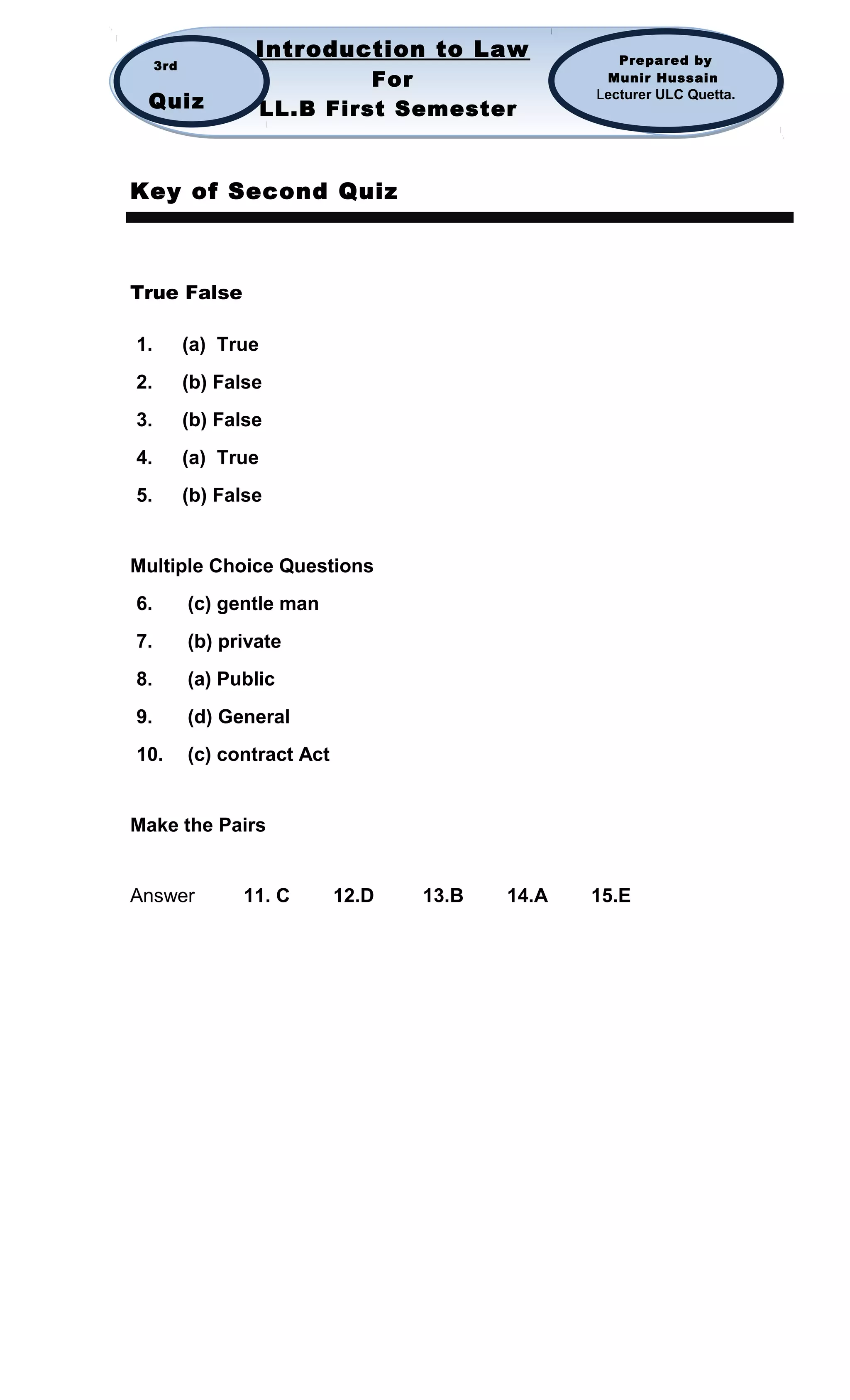 3rd quiz 1 semseter | PDF