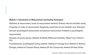 3rd sem BSc Psychology- Psychological measurement & testing module 1 | PDF