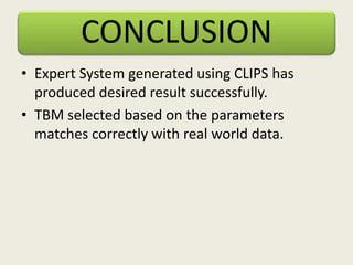 Expert system for Selection of TBM using ClIPS | PPTX