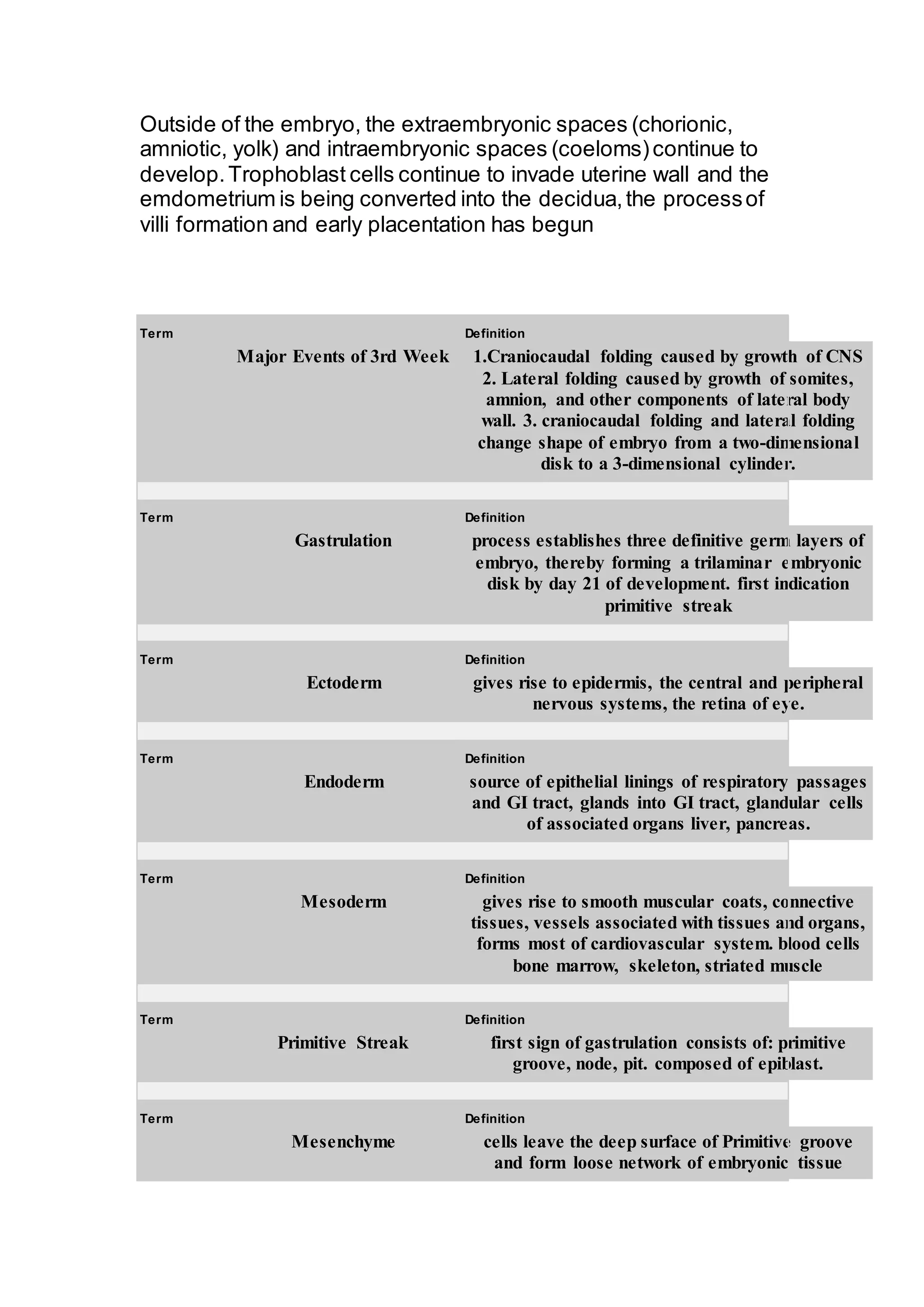 3rd week human development | DOCX