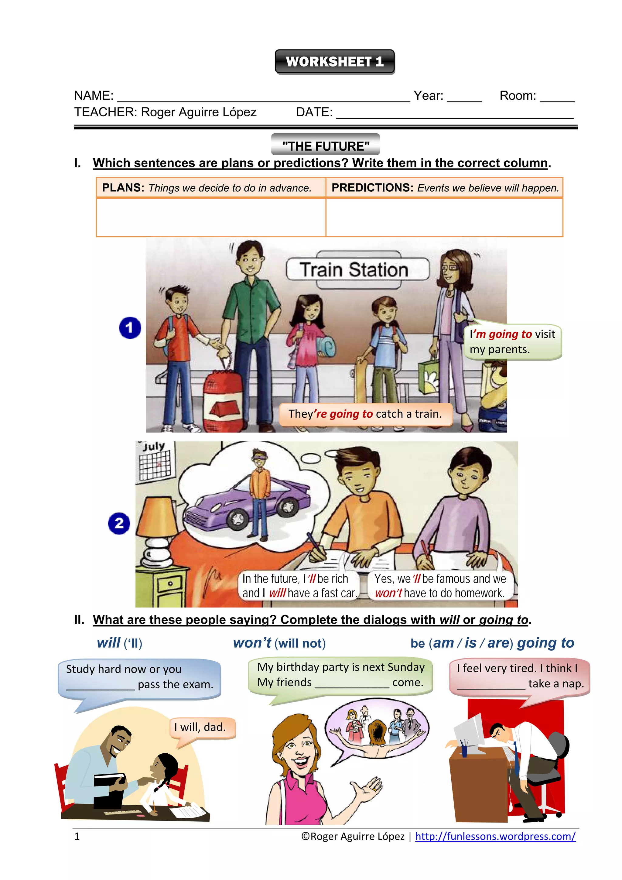Worksheet - The Future: will or going to? | PDF
