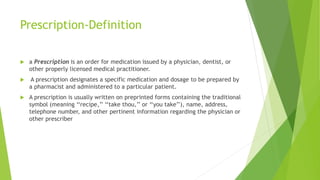 3rd Year Prescription lecture.pptx for pharmacy student | PPT