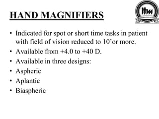 VISUAL AIDS FOR CHILDREN IN LOW VISION AND CONTACT LENS | PPT