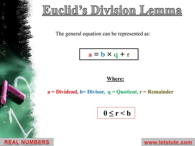 Real numbers - Euclid’s Division Algorithm for class 10th/grade X maths ...