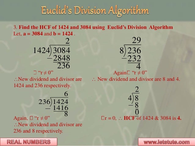 Real Numbers Euclids Division Algorithm For Class 10thgrade X Mat 7673