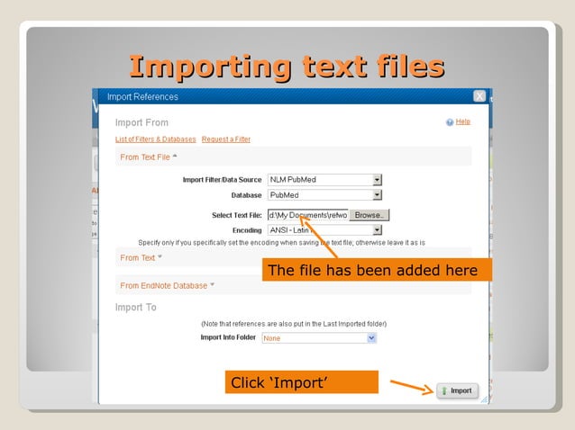 3 ref works 2.0 importing text files | PPT