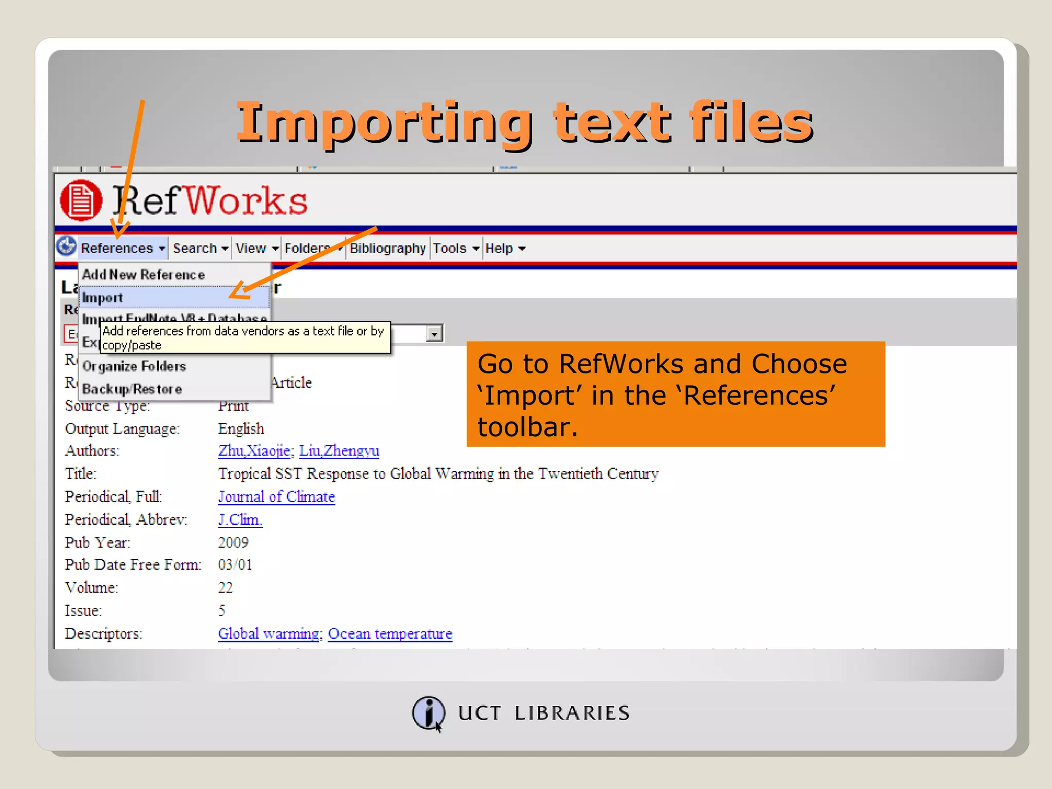 Importing text files into RefWorks | PPT | Technology & Computing