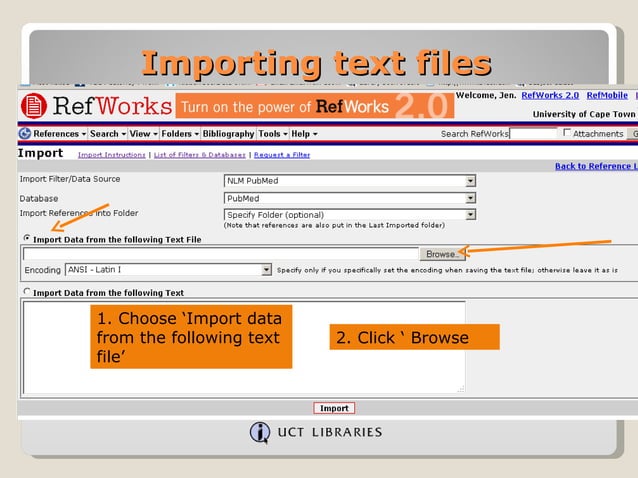 Importing text files into RefWorks | PPT | Technology & Computing