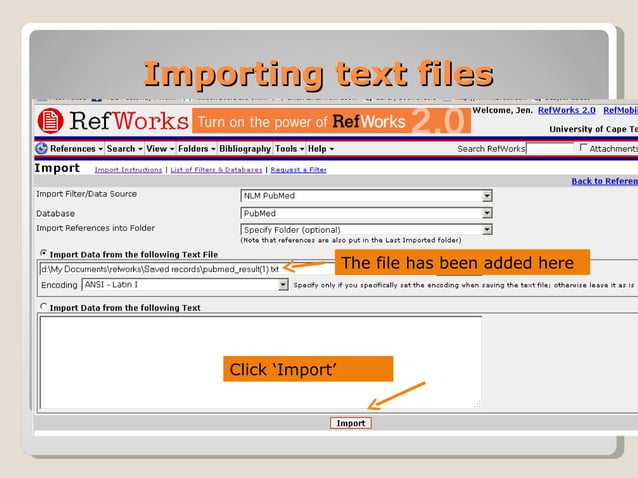Importing text files into RefWorks | PPT | Technology & Computing