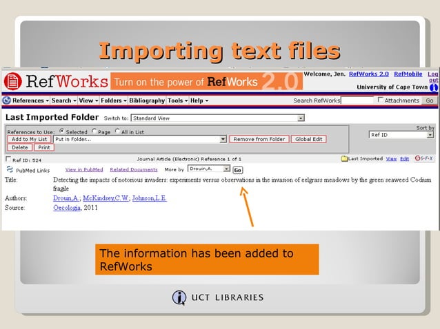 Importing text files into RefWorks | PPT | Technology & Computing