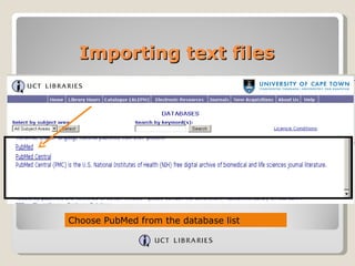 Importing text files into RefWorks | PPT