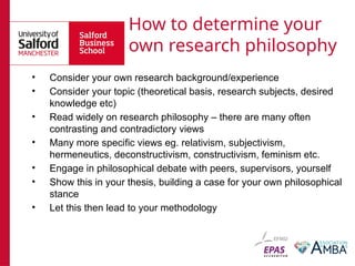 Research Philosophy, what it is and how to determine your own | PPTX
