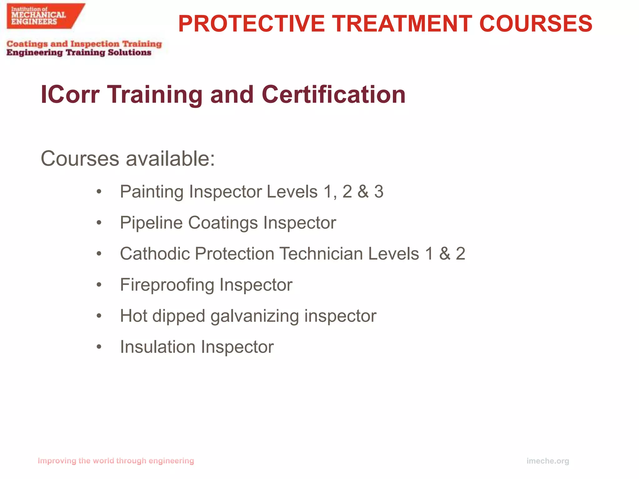 Institute of Corrosion - Work and Training Scheme Presentation | PPTX