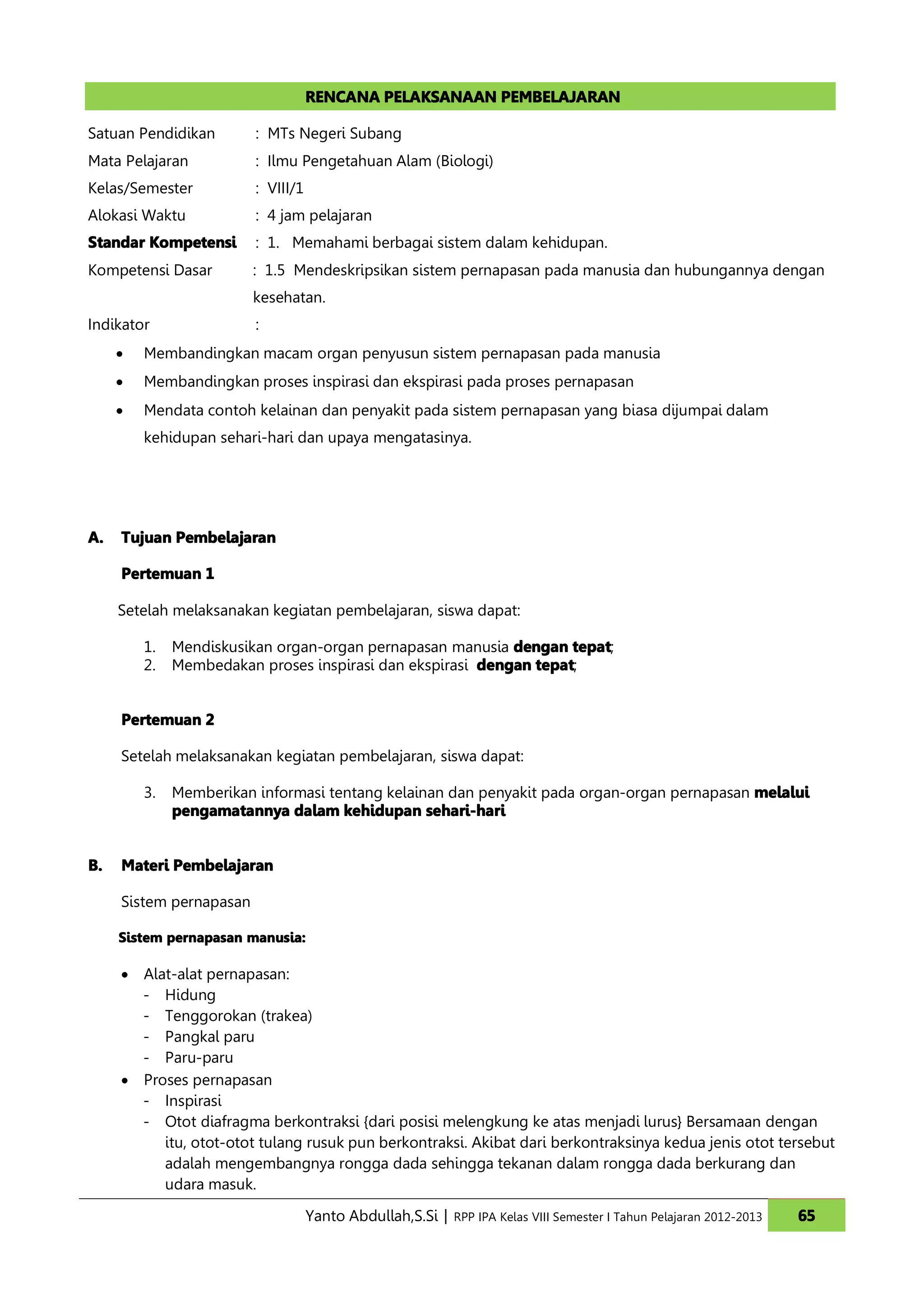 3 rpp pernapasan fix | PDF