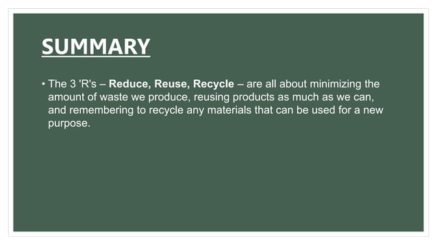 A Presentation on 3R (Reduce, Recycle, Reuse) | PPTX
