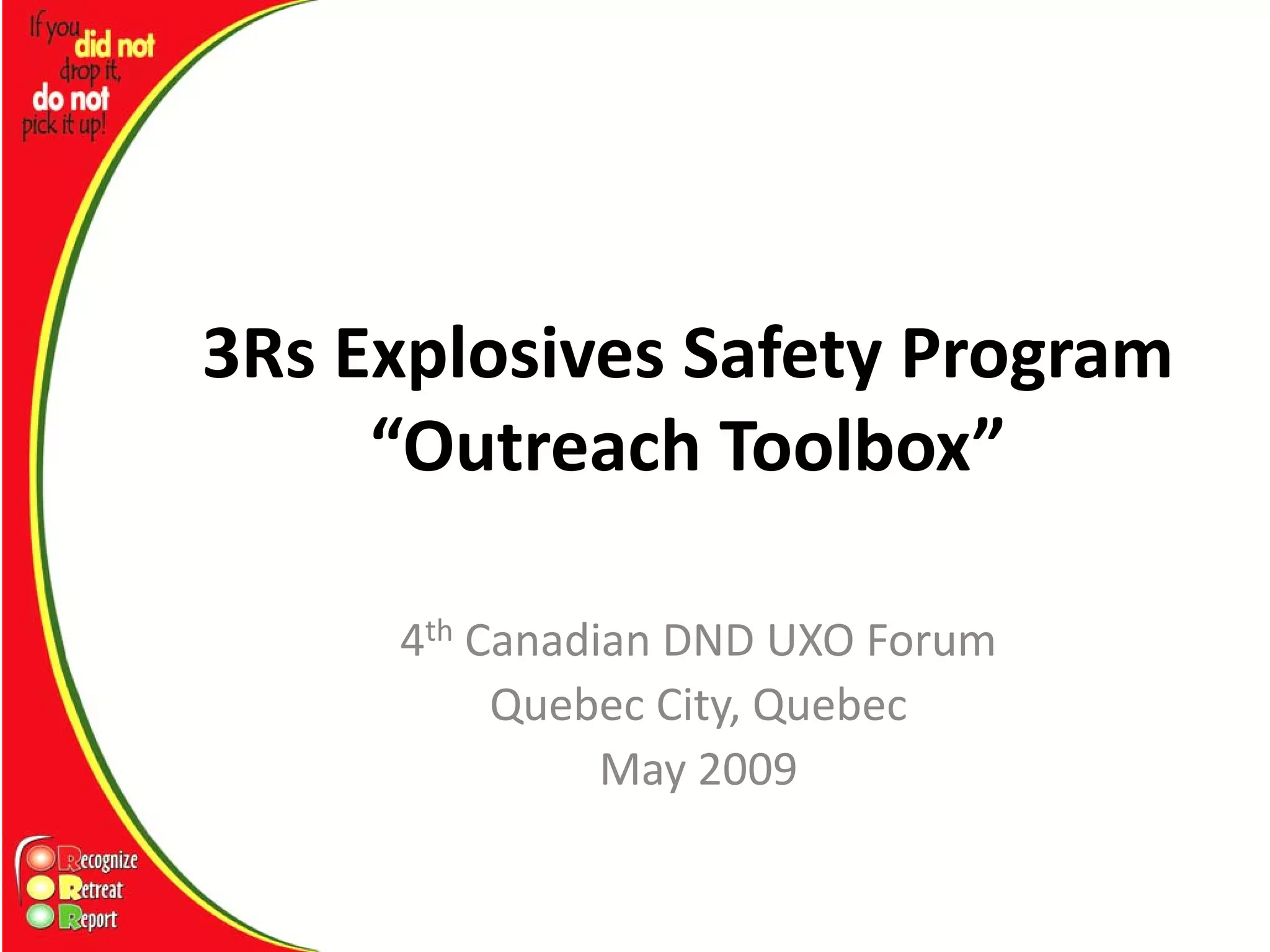 3Rs Explosives Safety Education Program Outreach Toolbox | PDF
