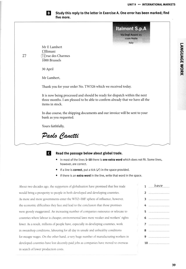 Market leader 3rd ed intermediate practice file | PDF