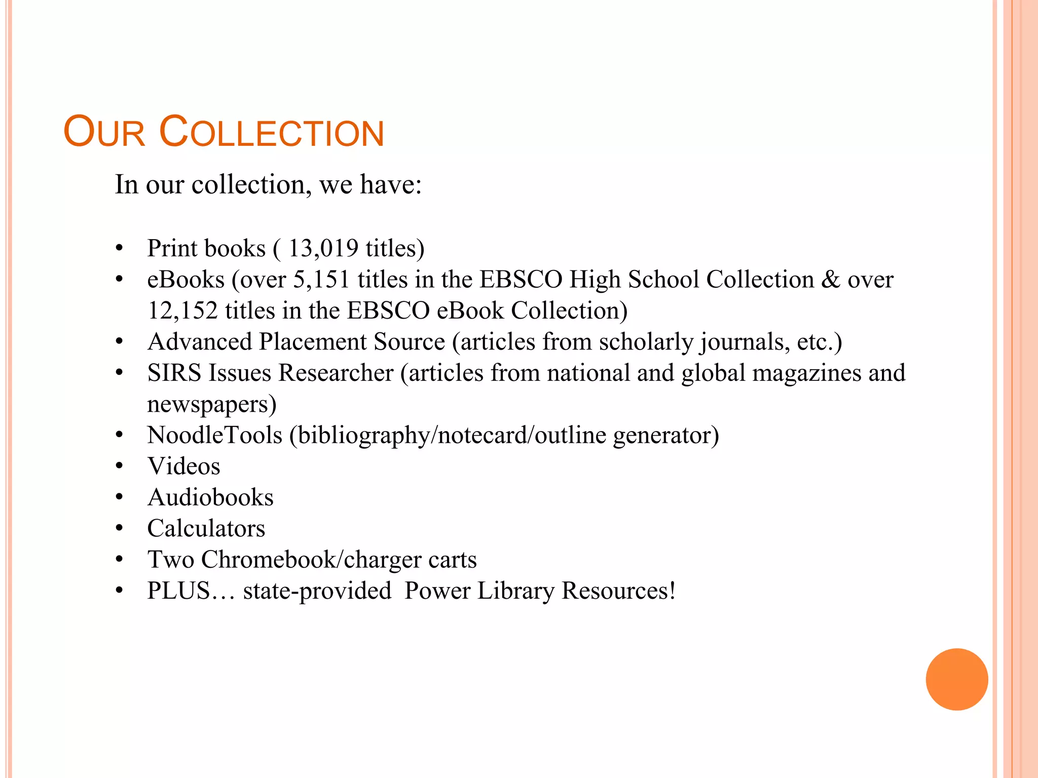 Palisades High School Library Annual Report 2018 2019 | PPTX
