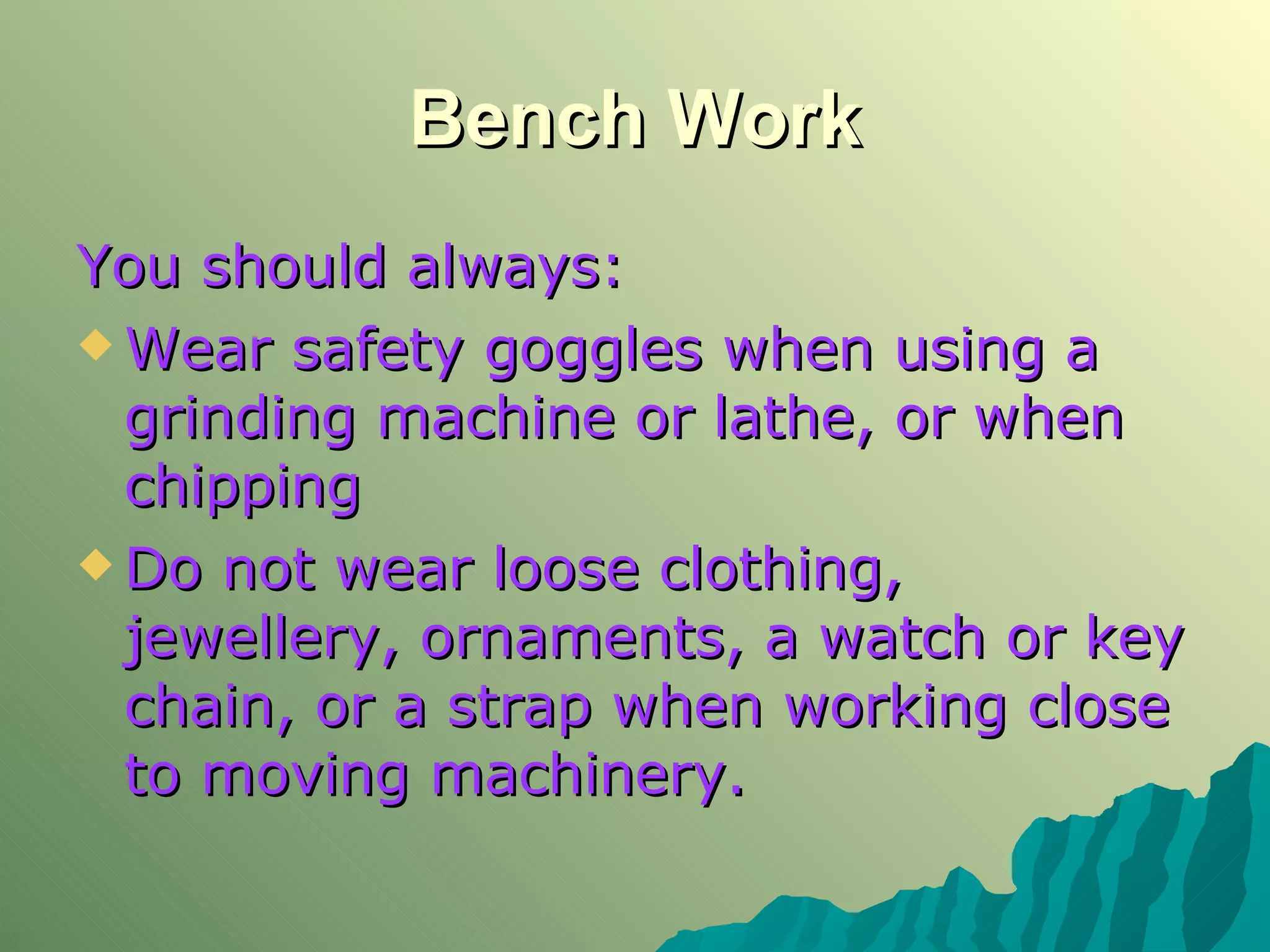 Mechanical Technology Grade 12 Chapter 3 Safety In The Workshop | PPT