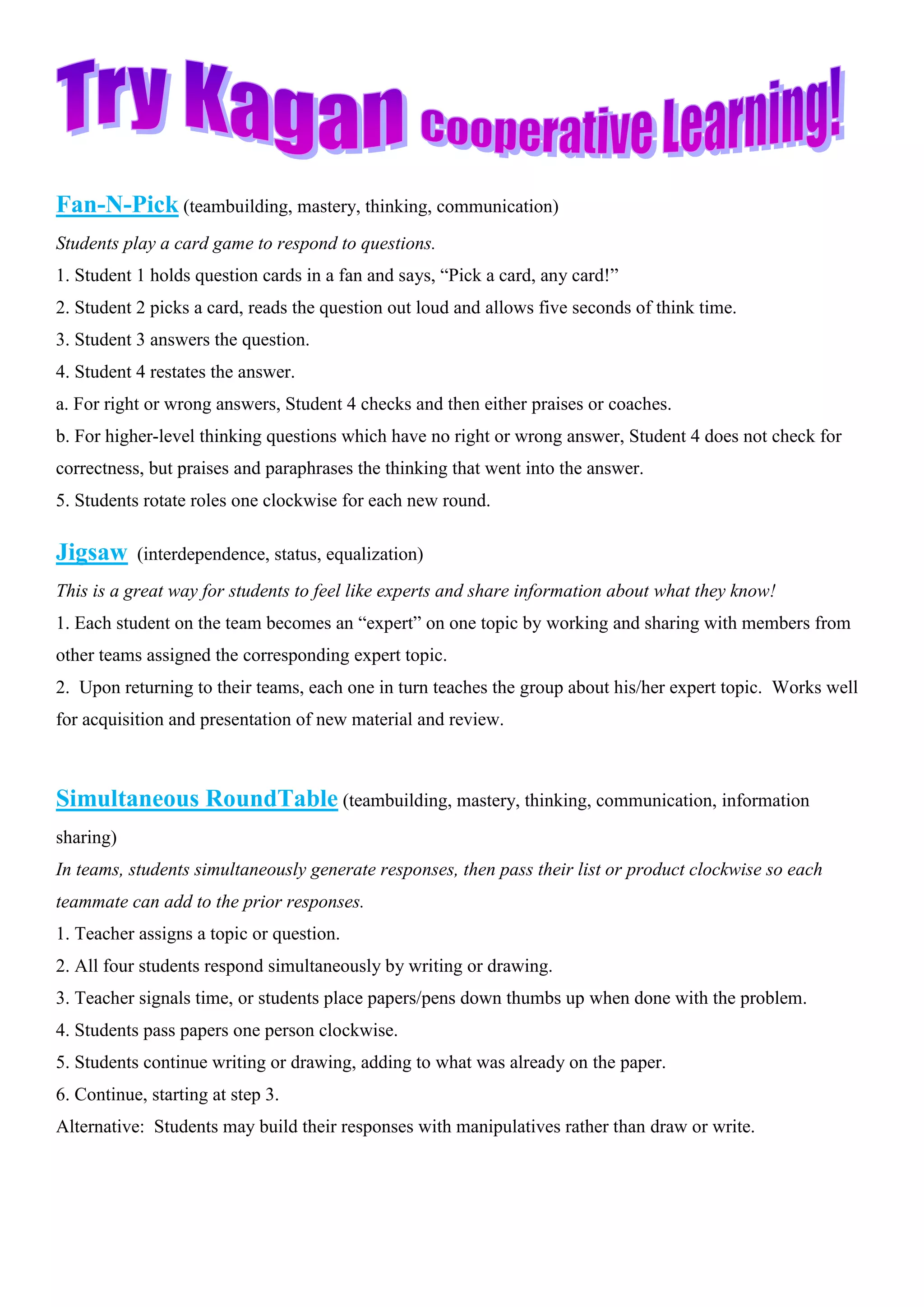 3 samples of Kagan's | DOCX