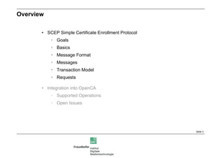 SCEP - simple certificate enrollment protocol - 1. OpenCA Workshop 2004 ...