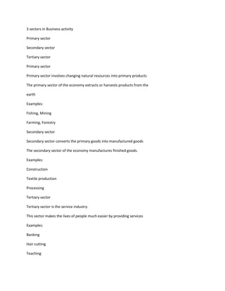 3 sectors in business activity | DOCX