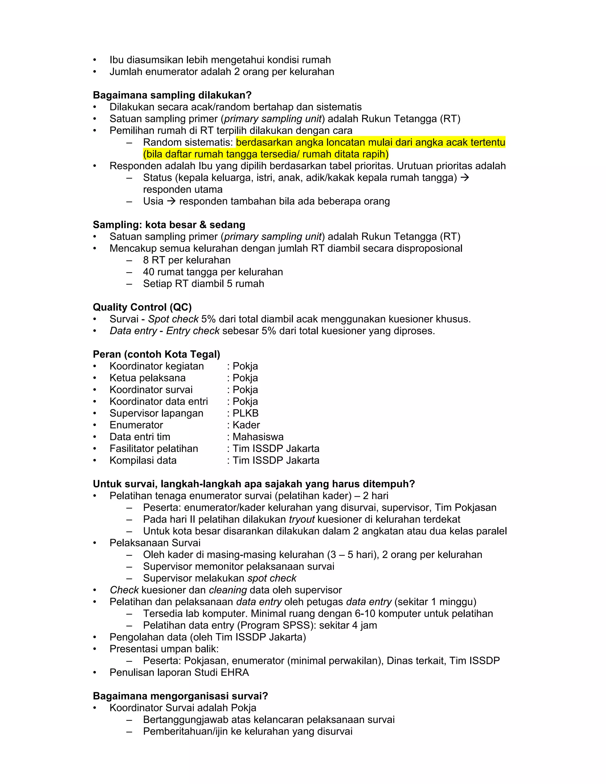 3 Survei EHRA (Environmental Health Risk Assessment) | PDF