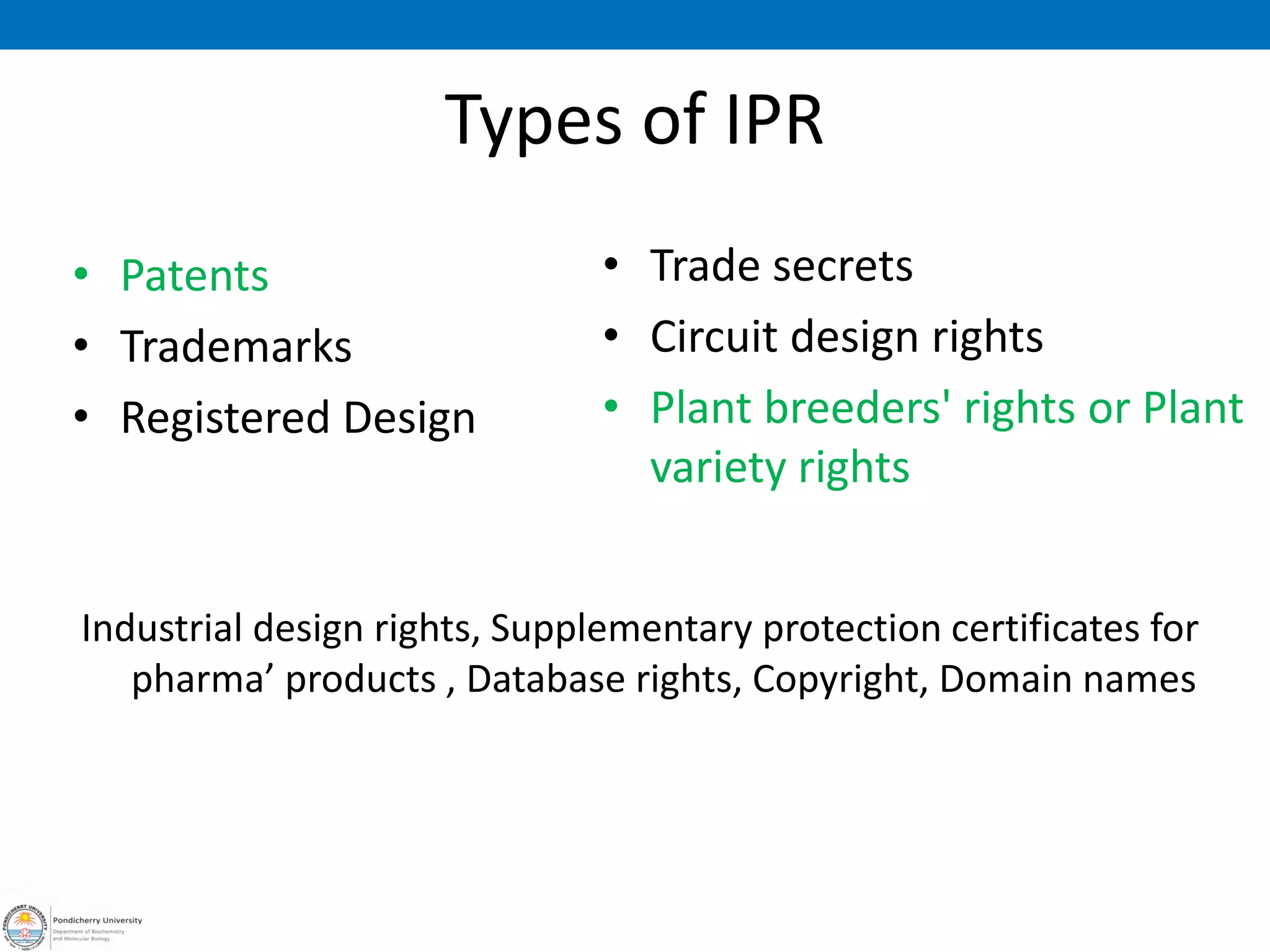 Intellectual property Rights in India | PDF
