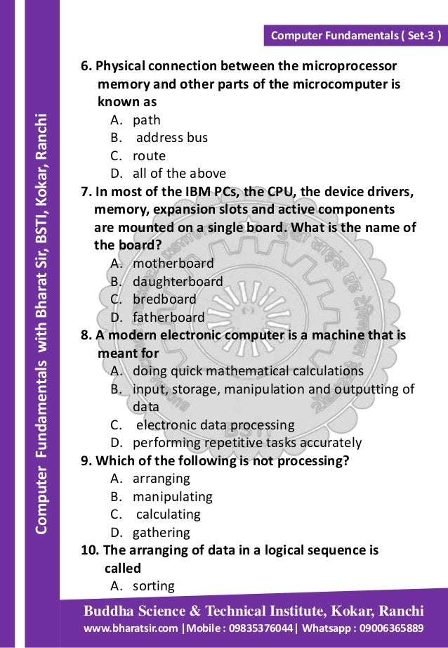 BSTI-BharatSir : Computer Fundamentals Set-3 | PDF
