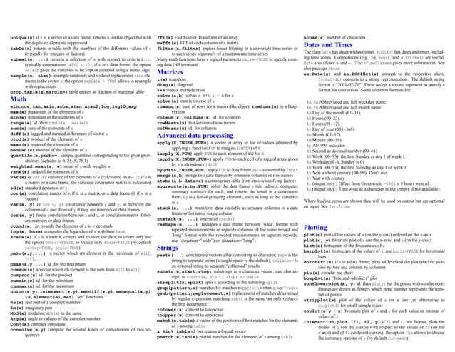 Short Reference Card for R users. | PDF