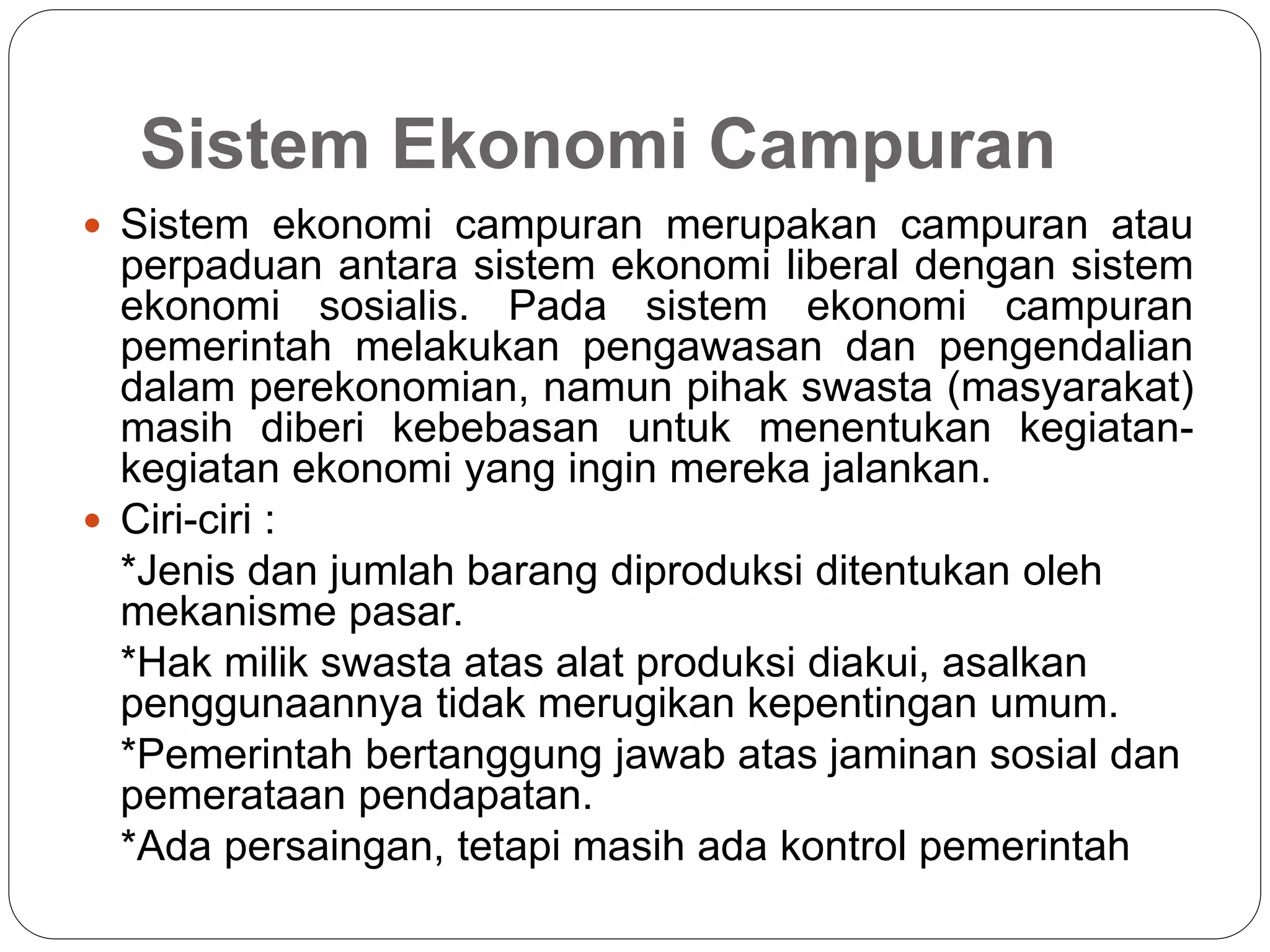 (3)sistem ekonomi indonesia | PPTX