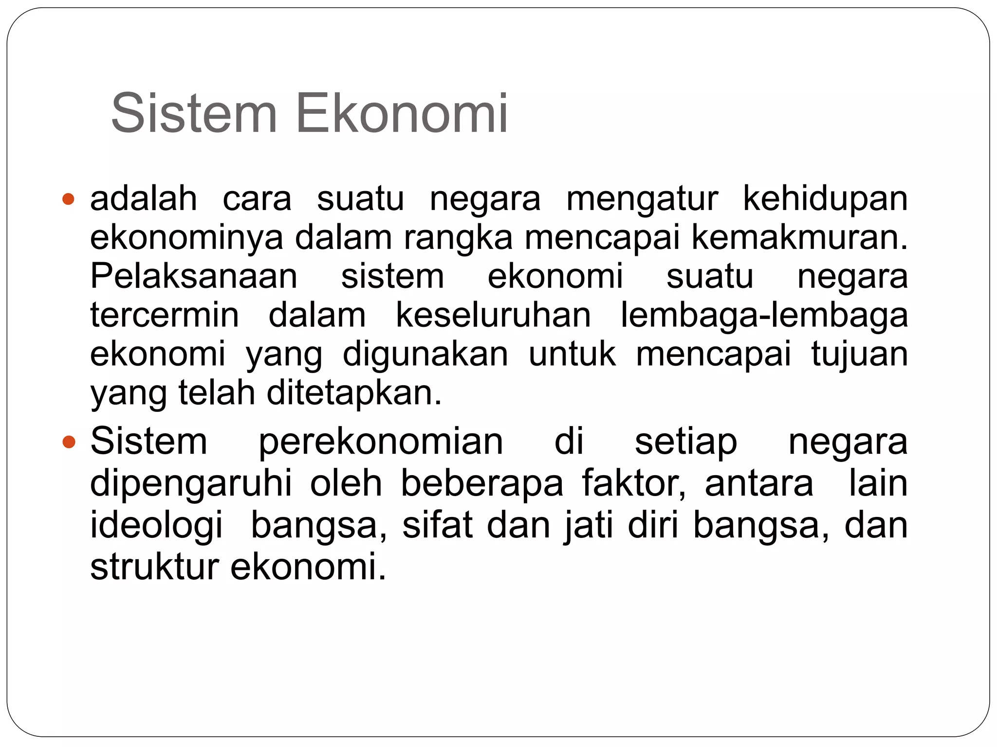 (3)sistem ekonomi indonesia | PPTX