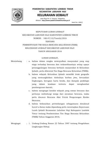 3 sk. pembentukan tim siaga bencana | DOC