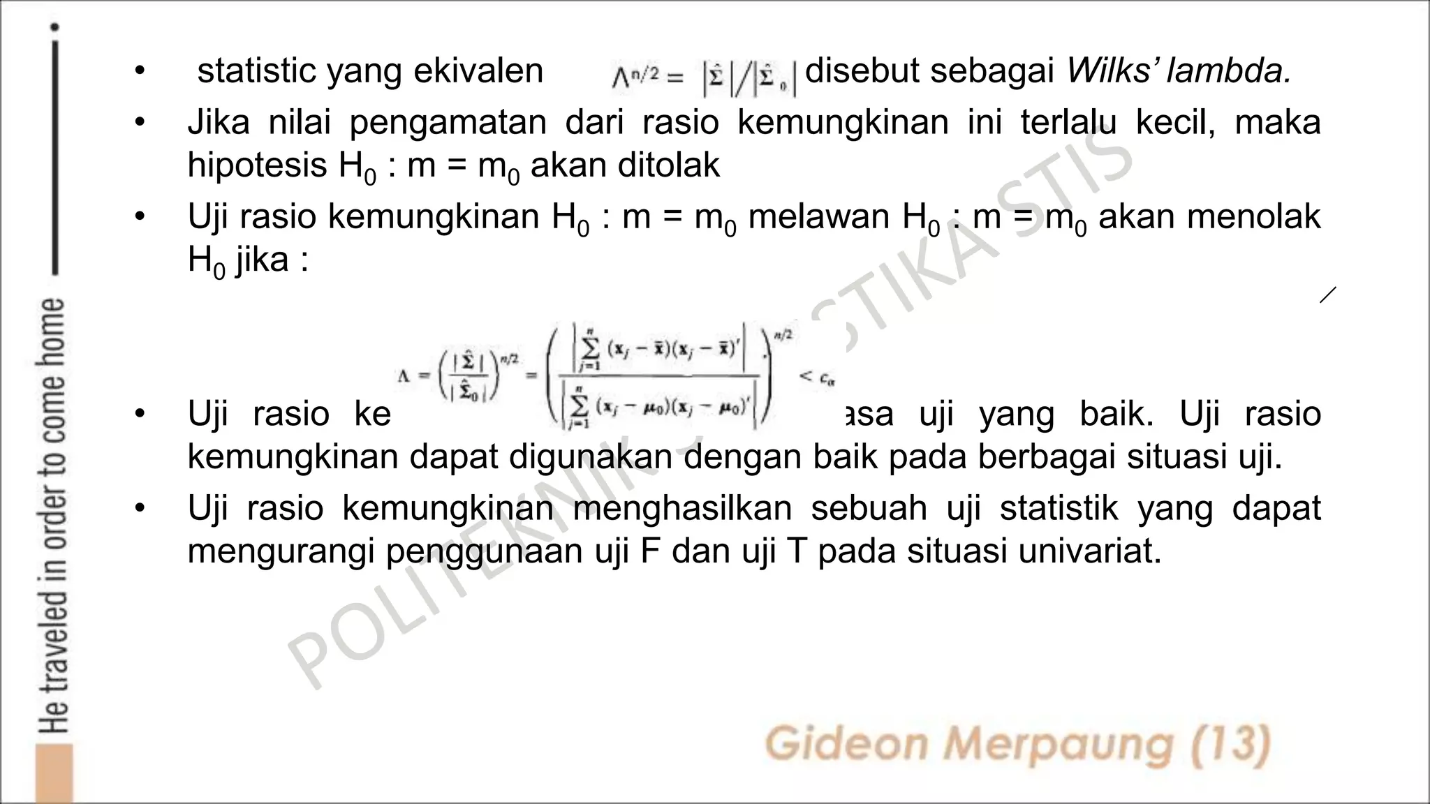 APG Pertemuan 5 : Inferensia Vektor Rata-rata | PPTX