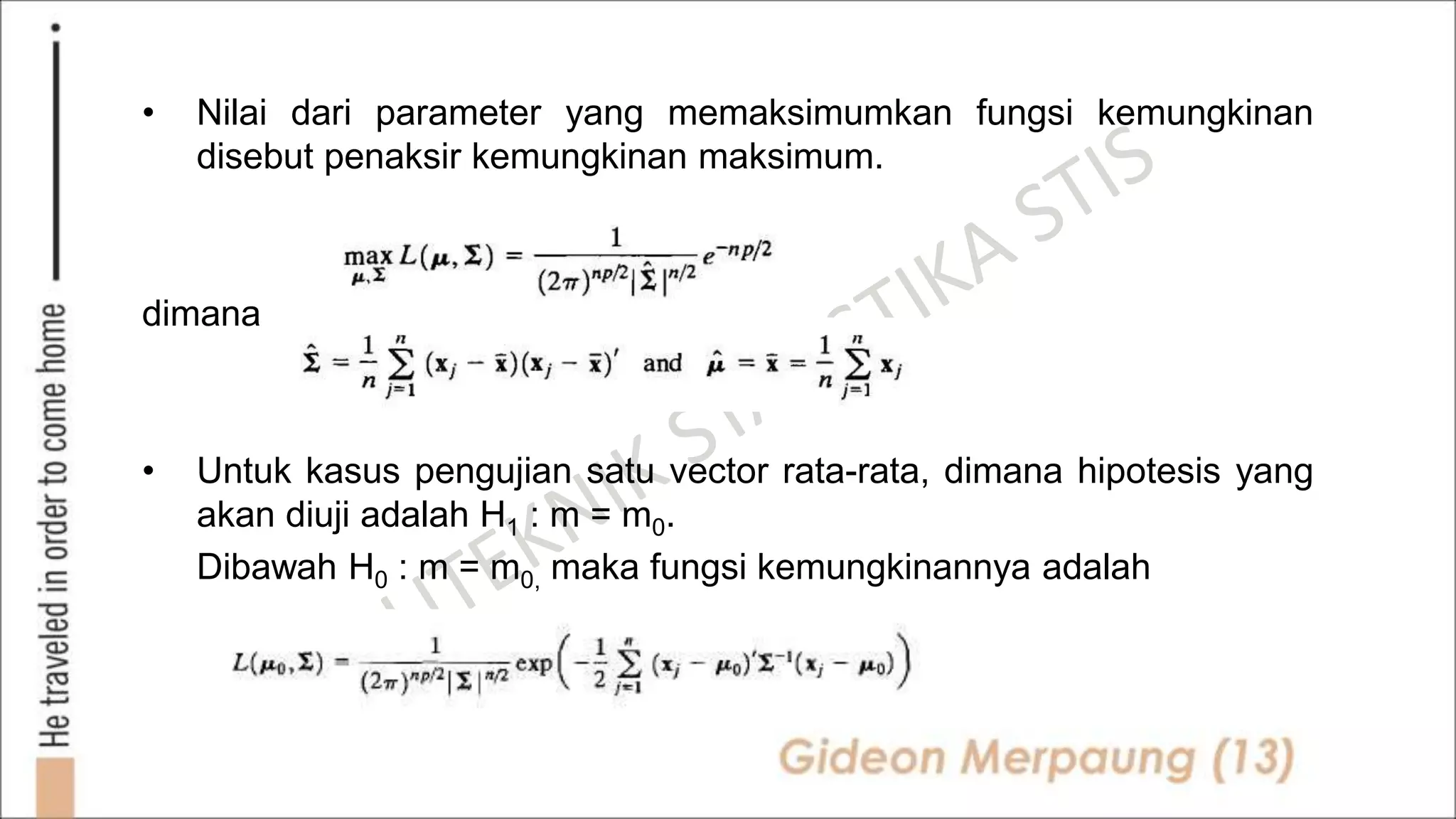 APG Pertemuan 5 : Inferensia Vektor Rata-rata | PPTX