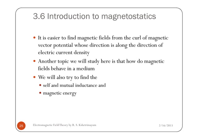 Electromagnetic Field Theory: Magnetostatics | PDF