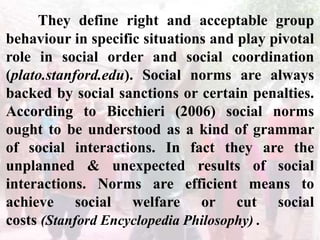 3 social norms; meaning & characteristics both English and Hindi | PPTX