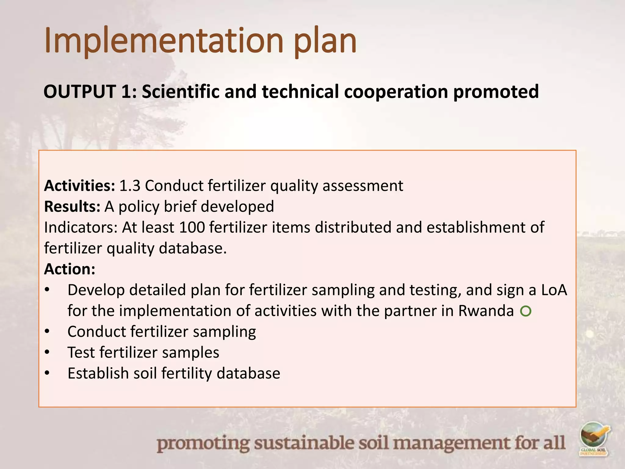 Implementation Plan of SSCAF Soil Project in Rwanda | PPT