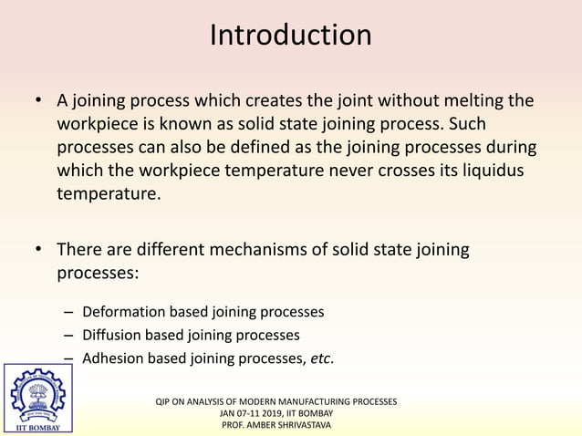 Solid State Joining processes- applications | PPT