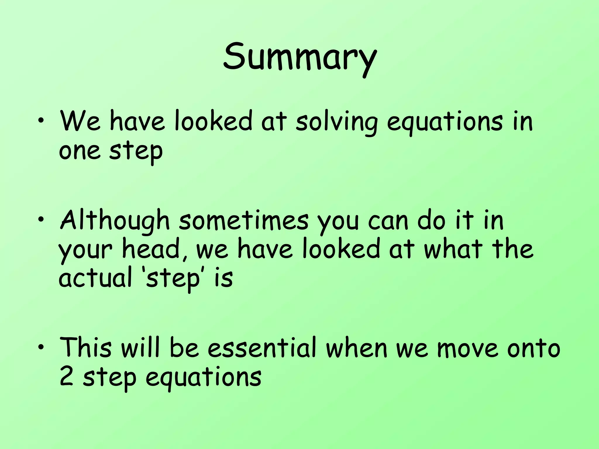 3) Solving an Equation - 1 step.ppt