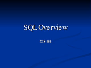 Sql Overview | PPT
