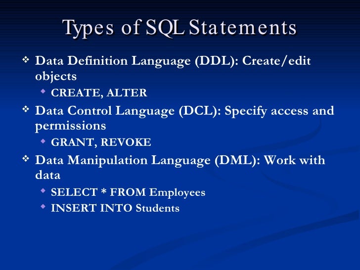 Sql Overview