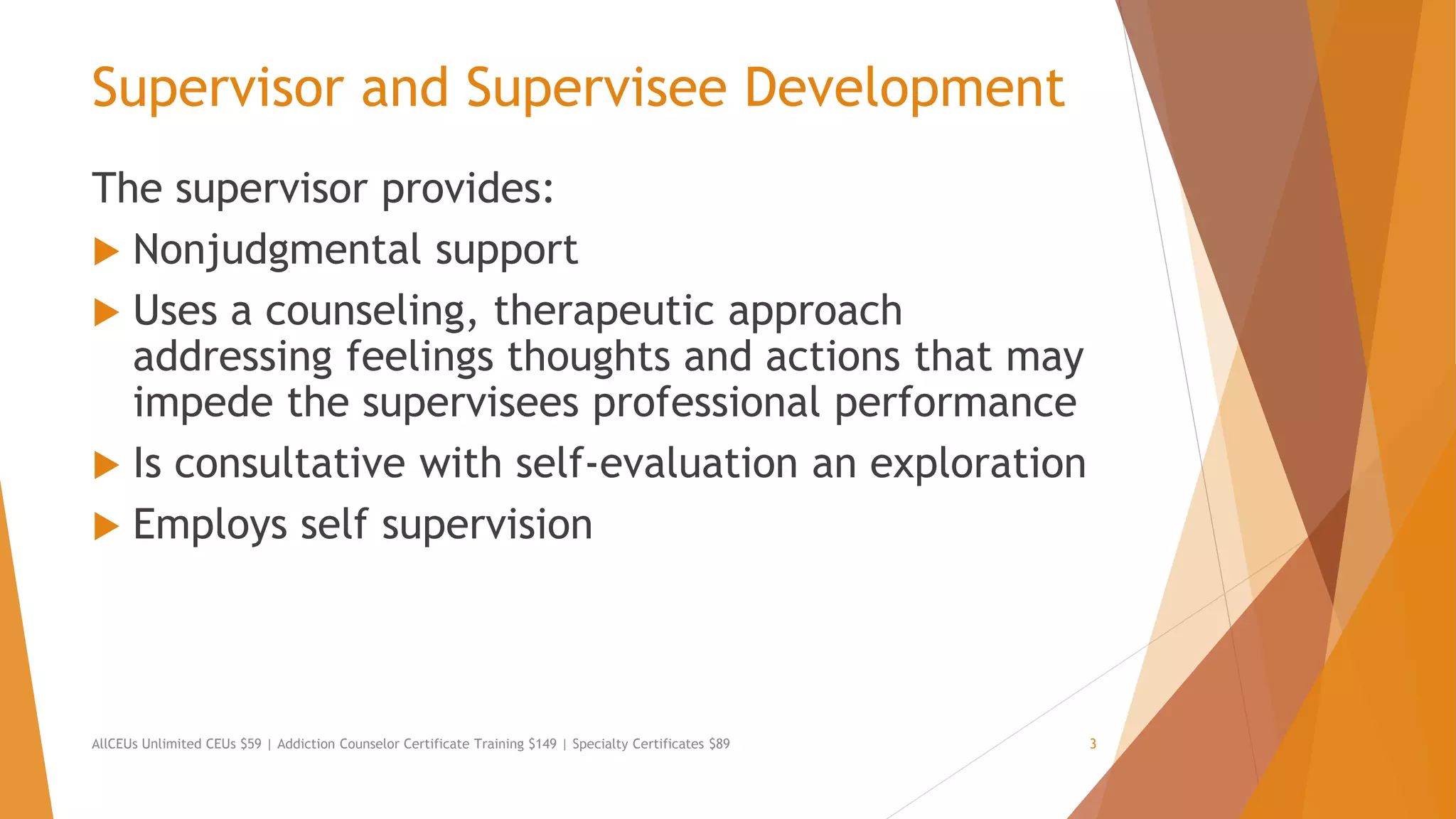 3 Stages of Counselor / Supervisee Development | PPTX